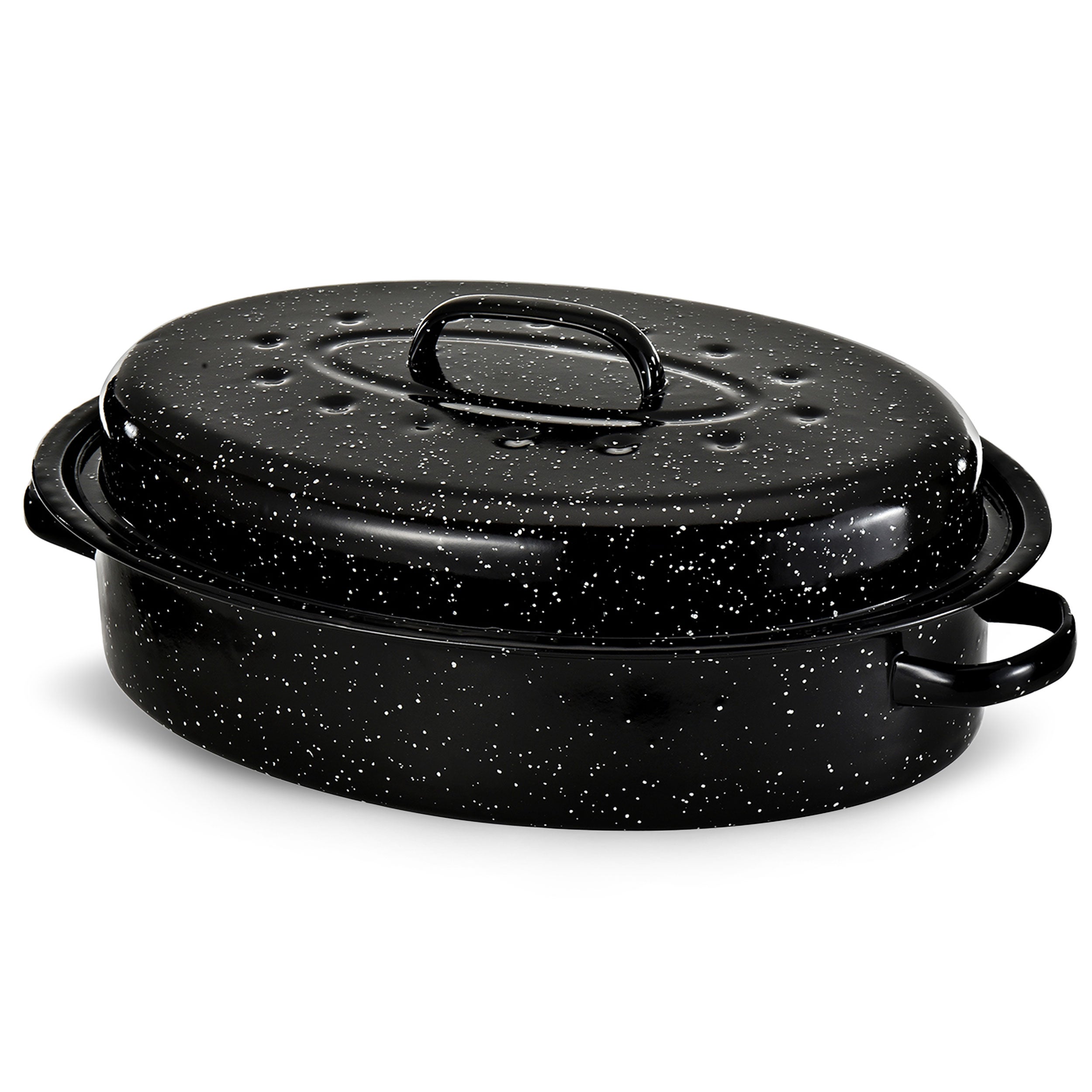 Alpine Cuisine Enamel Oval Roaster | Carbon Steel Oval Roasting Pan 15