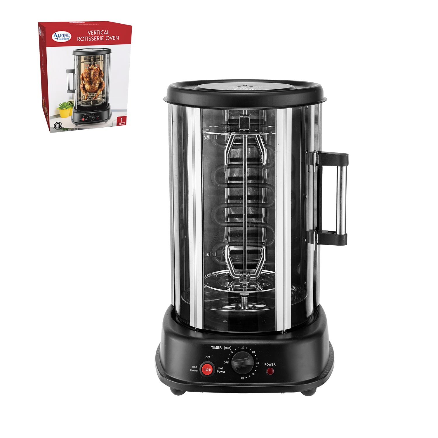 Alpine Cuisine Vertical Grill 21L 120V 60 Hz 1500W Black With Auto Shu