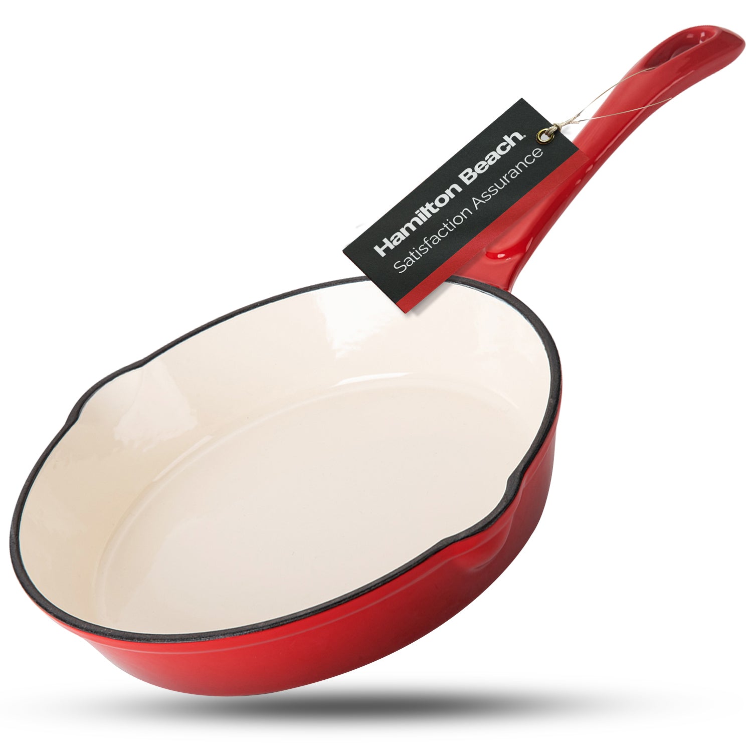 Hamilton Beach Enameled Cast Iron Fry Pan 10-Inch Red, Cream Enamel co