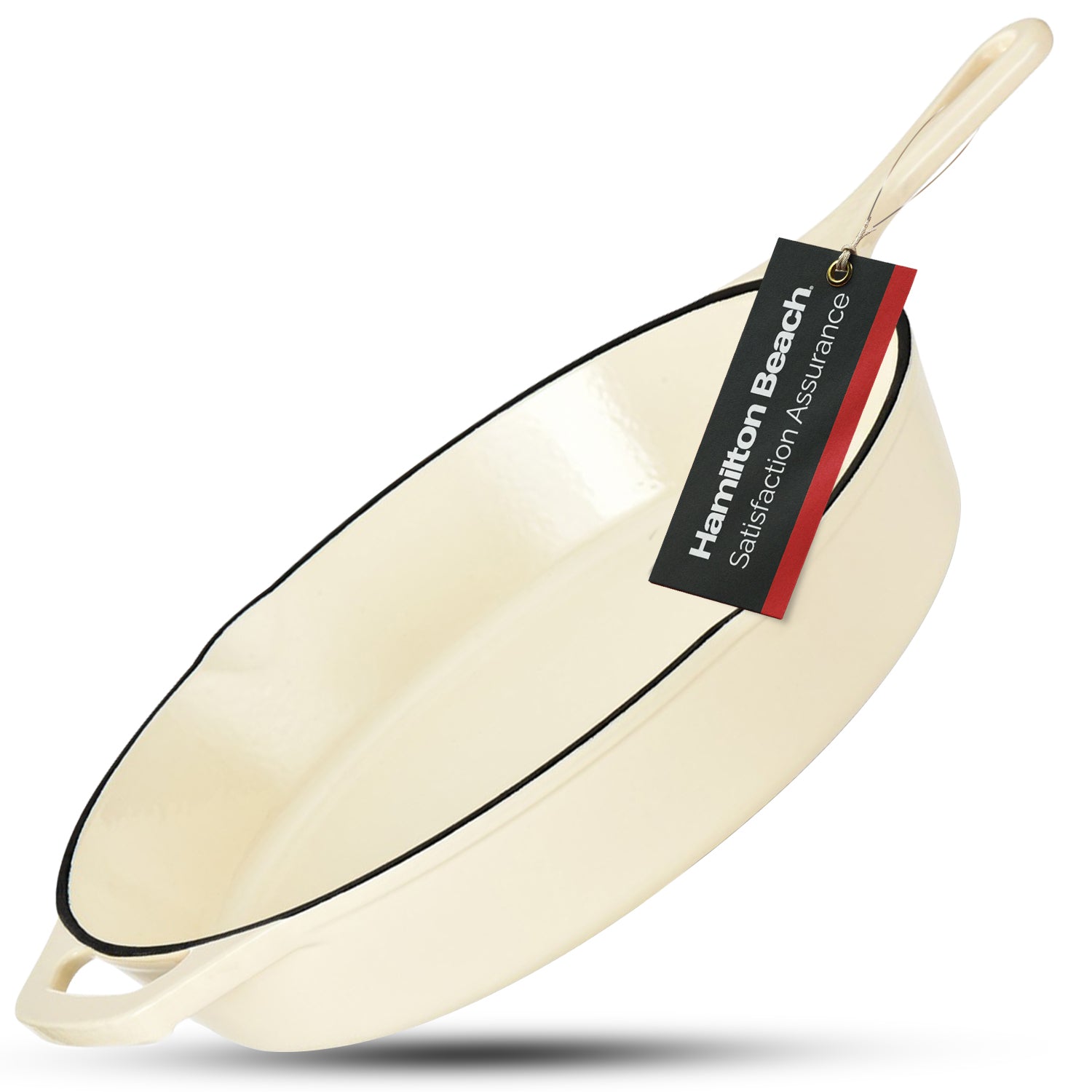 Hamilton Beach Enameled Cast Iron Fry Pan 12-Inch Gray, Cream Enamel c