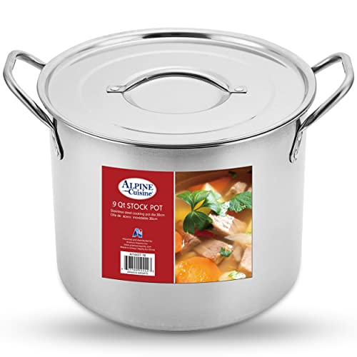 Alpine Cuisine AI14437-8 Aramco Stock Pot Stainless Steel, 9-Quart
