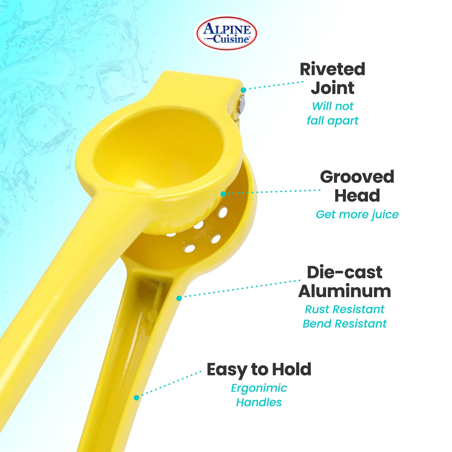Alpine Cuisine Lemon Squeezer Heavy Duty 2.95IN - Handheld Aluminum Ci