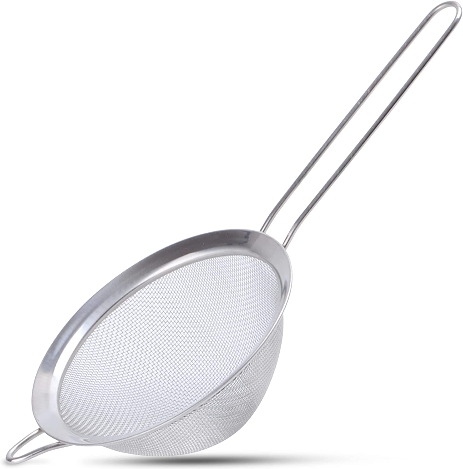 Alpine Cuisine Stainless Steel Strainer 8-Inch with Durable Mesh & Stu