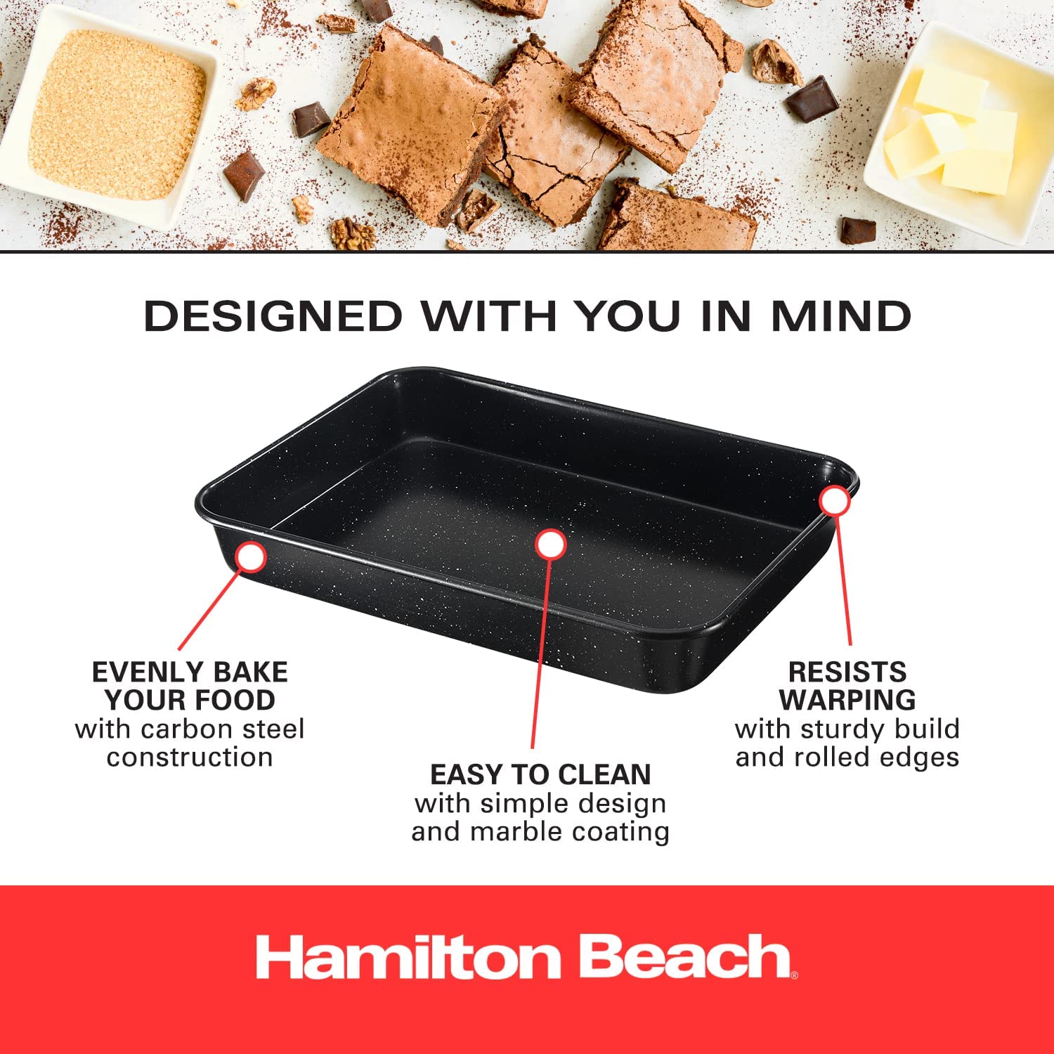 Hamilton Beach Carbon Steel Roast Pan, Lasagna Pan Professional Qualit