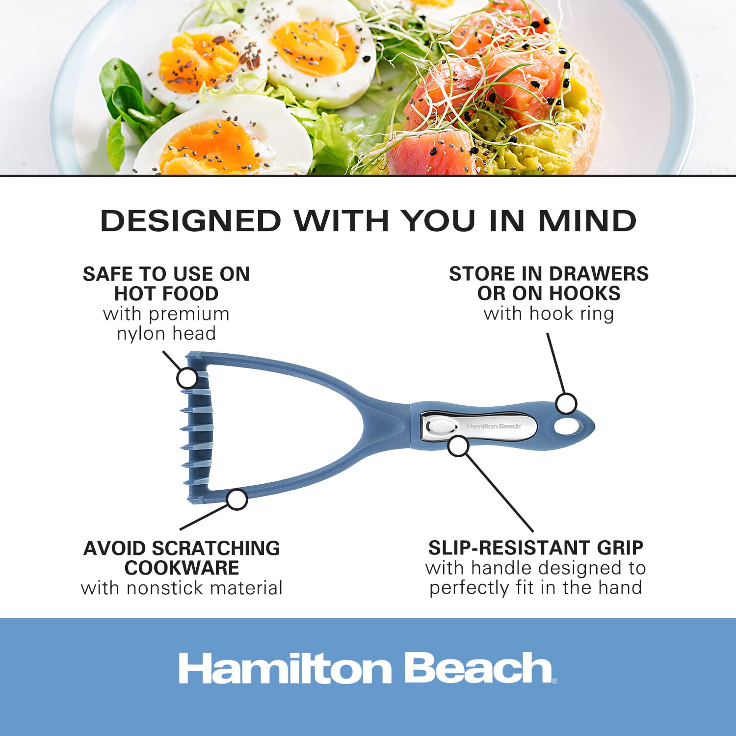 Hamilton Beach Potato Masher Soft Touch Handle and Comfortable Grip, D