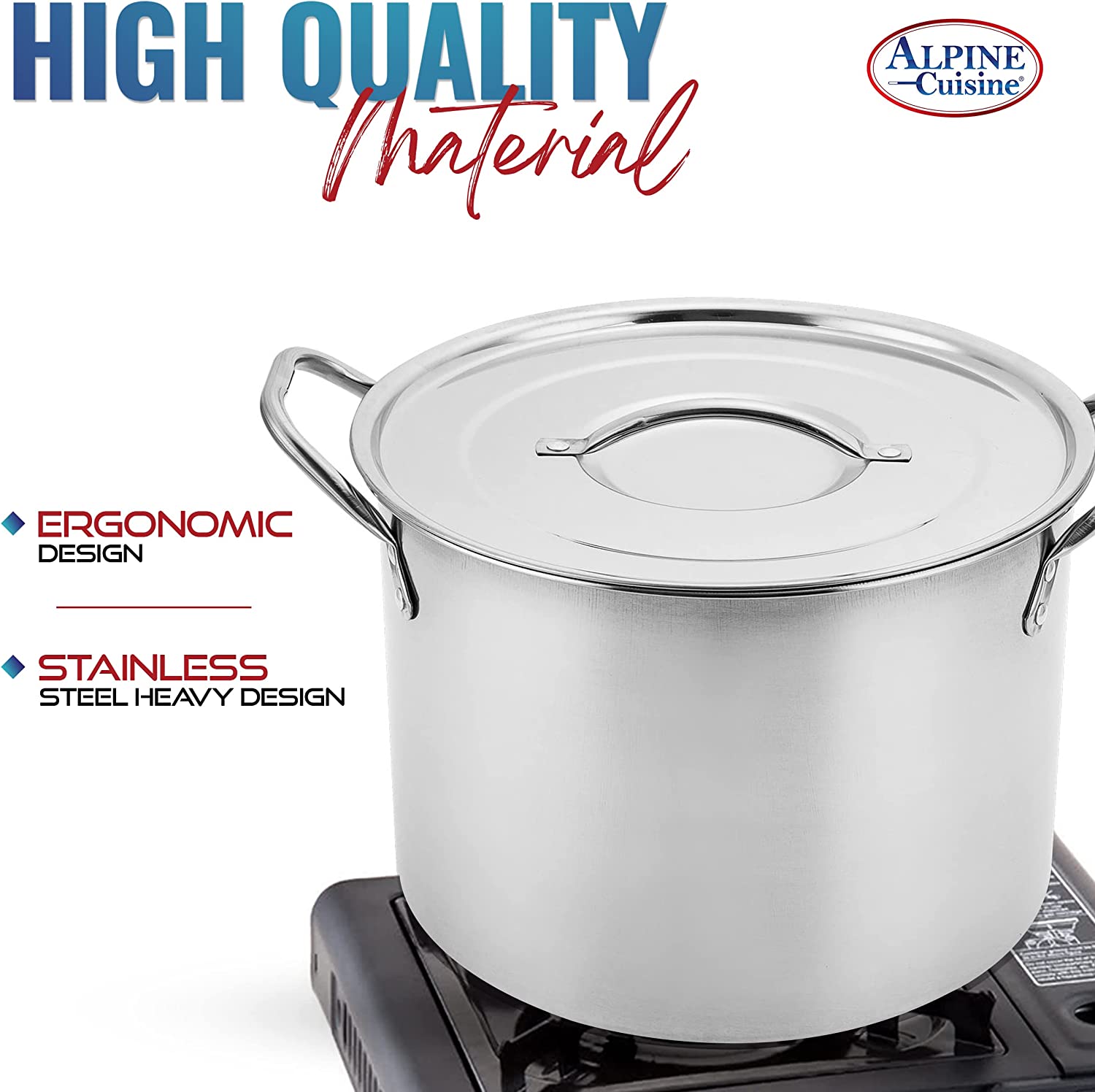 Alpine Cuisine AI14437-6 Aramco Stock Pot Stainless Steel, 6.5-Quart