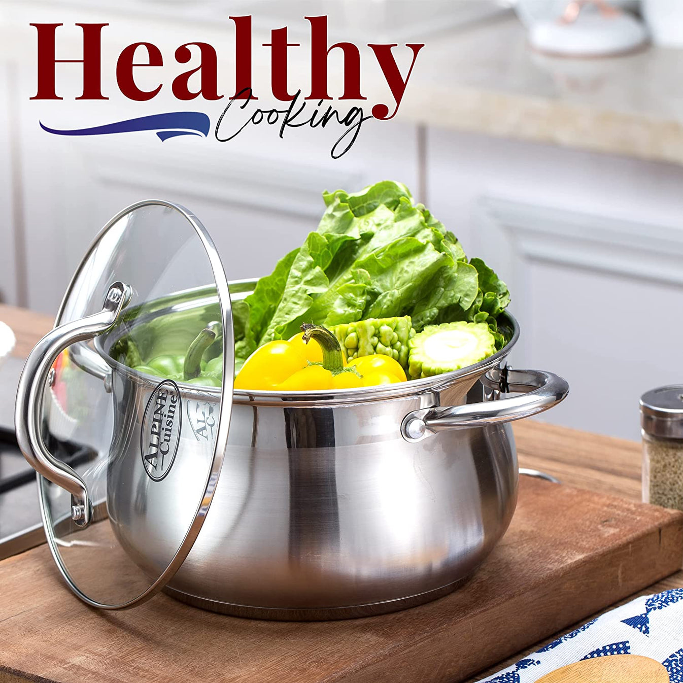 Alpine Cuisine Cookware Set 12-PC Belly Shape - Stainless Steel Cookwa