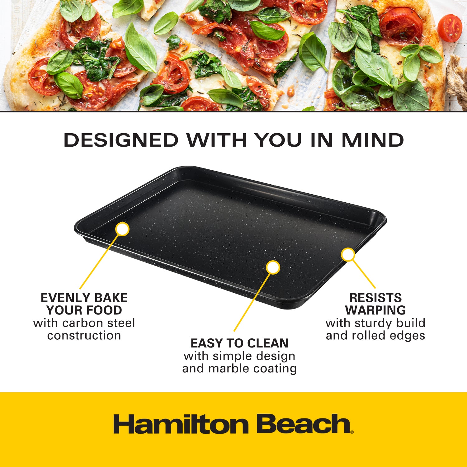 Hamilton Beach Carbon Steel Cookie Pan, Professional Quality Kitchen C